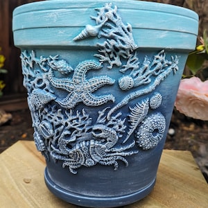 Nautical Ceramic Planter Pot: Handmade Ocean Decor - Etsy