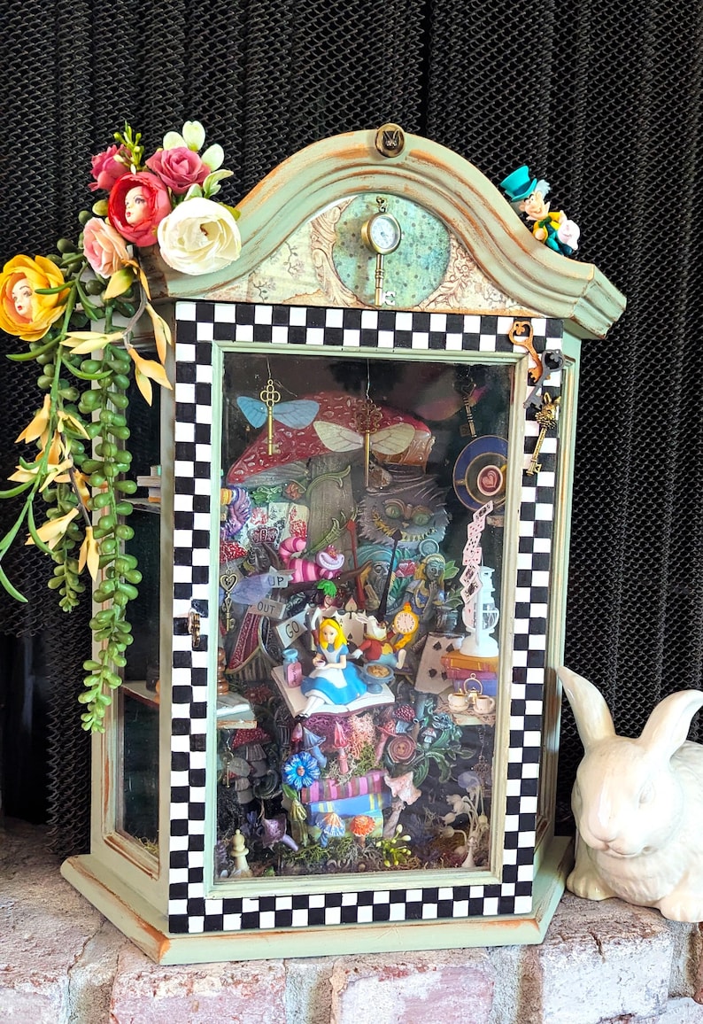 Alice in Wonderland Shadow Box Cabinet – Handcrafted Light-up Diorama ...