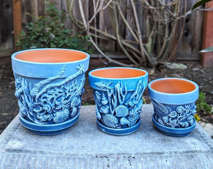 Flower Pot Ready to Ship, Nautical Pot, Pair Matching Pot, Floral ...