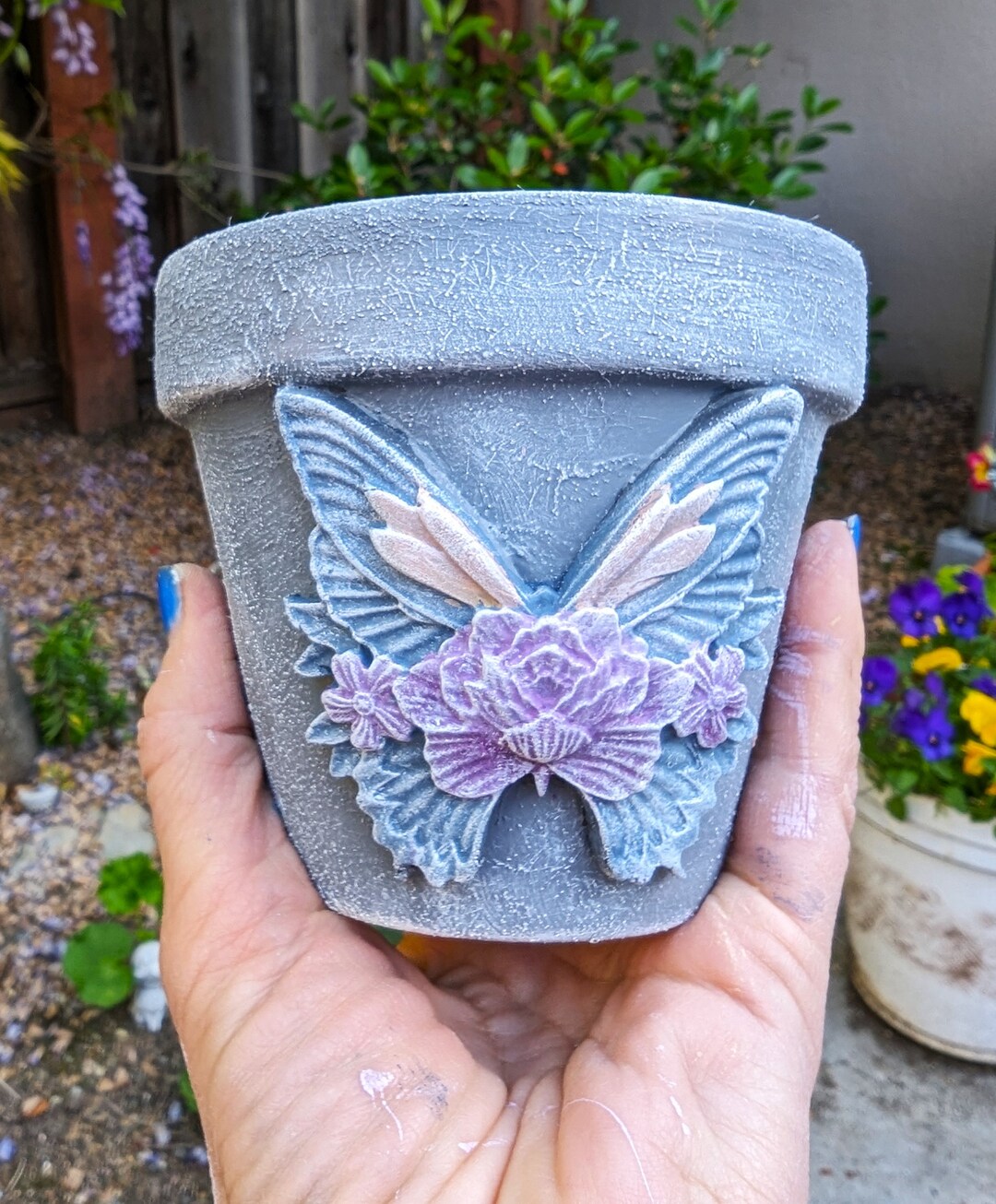 Decorated Flower Pot Ready to Ship, Succulent Pot, Floral Planter ...