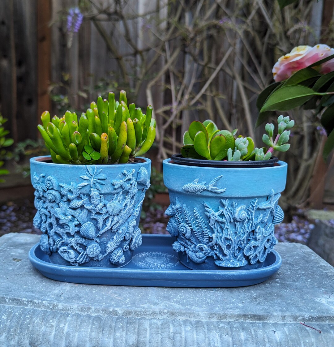 Flower Pot Ready to Ship, Nautical Pot, Pair Matching Pot, Floral ...