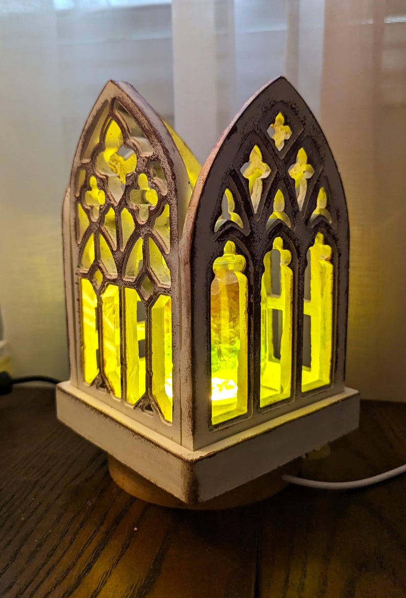 Gothic-inspired USB Lamp With Hand-painted Cement and Gemstone Light ...