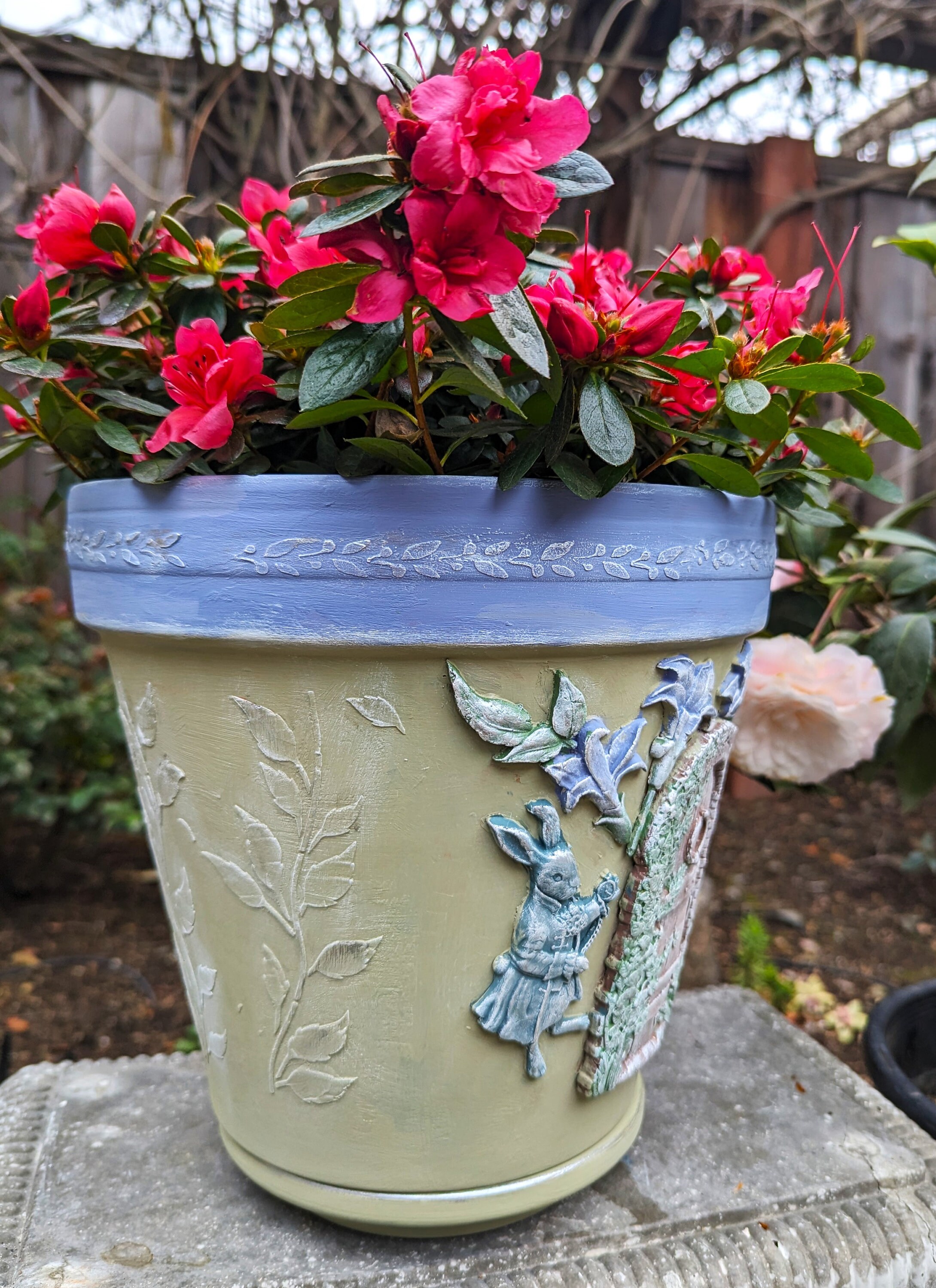 Alice in Wonderland Planter: Handmade Clay Flower Pot, Garden Decor - Etsy