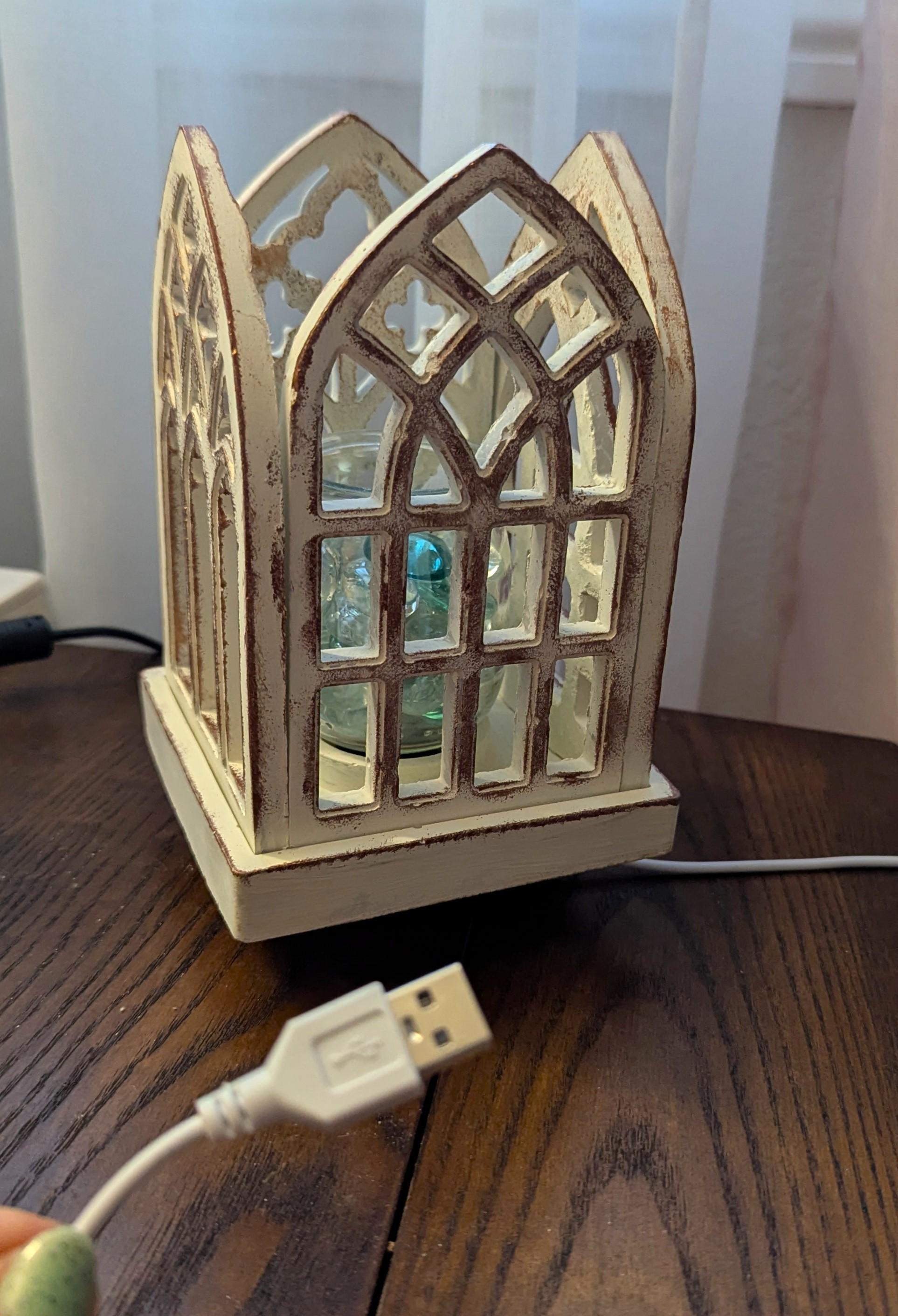Gothic-inspired USB Lamp With Hand-painted Cement and Gemstone Light ...