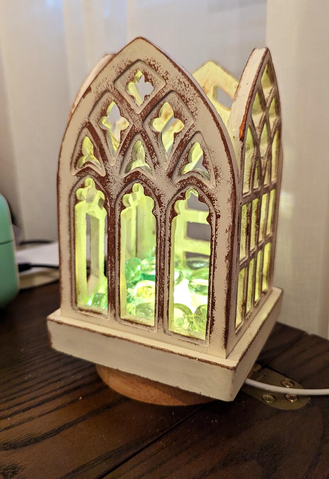 Gothic-inspired USB Lamp With Hand-painted Cement and Gemstone Light ...