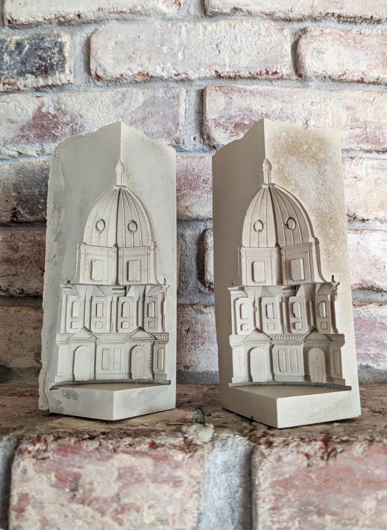 Concrete Bookends – Architectural Dome Design, Heavy Book Stoppers ...
