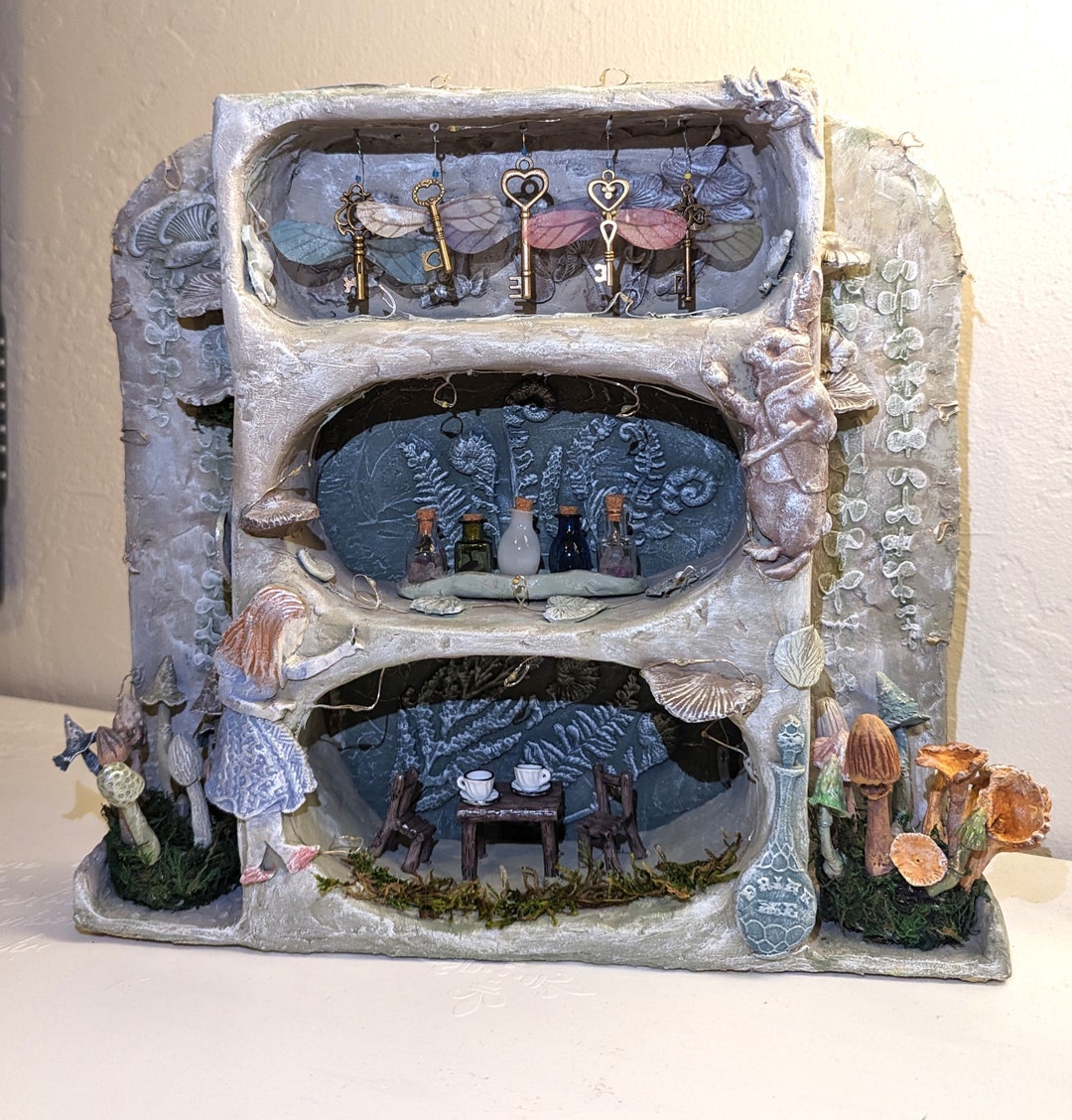 OOAK Magic Forest Storage, Alice in Wonderland Shelf, Miniature ...