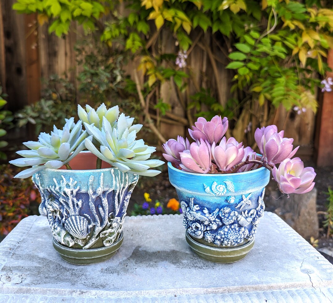 Flower Pot Ready to Ship, Nautical Pot, Pair Matching Pot, Floral ...