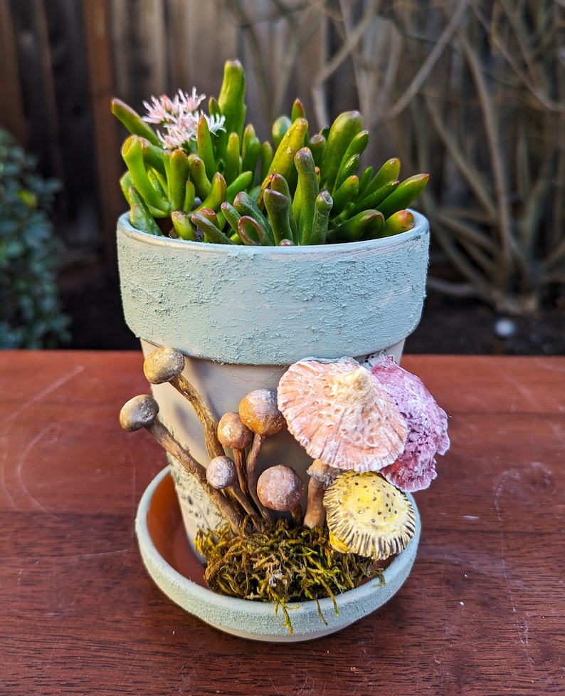 Handmade Mushroom Flower Pot: Mossy Garden Decor - Etsy