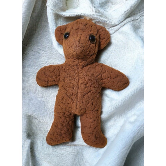 Handmade brown fuzzy teddy bear baby s first bear knit stuffed animal baby gift newborn keepsake baby shower gift recycled fabrics