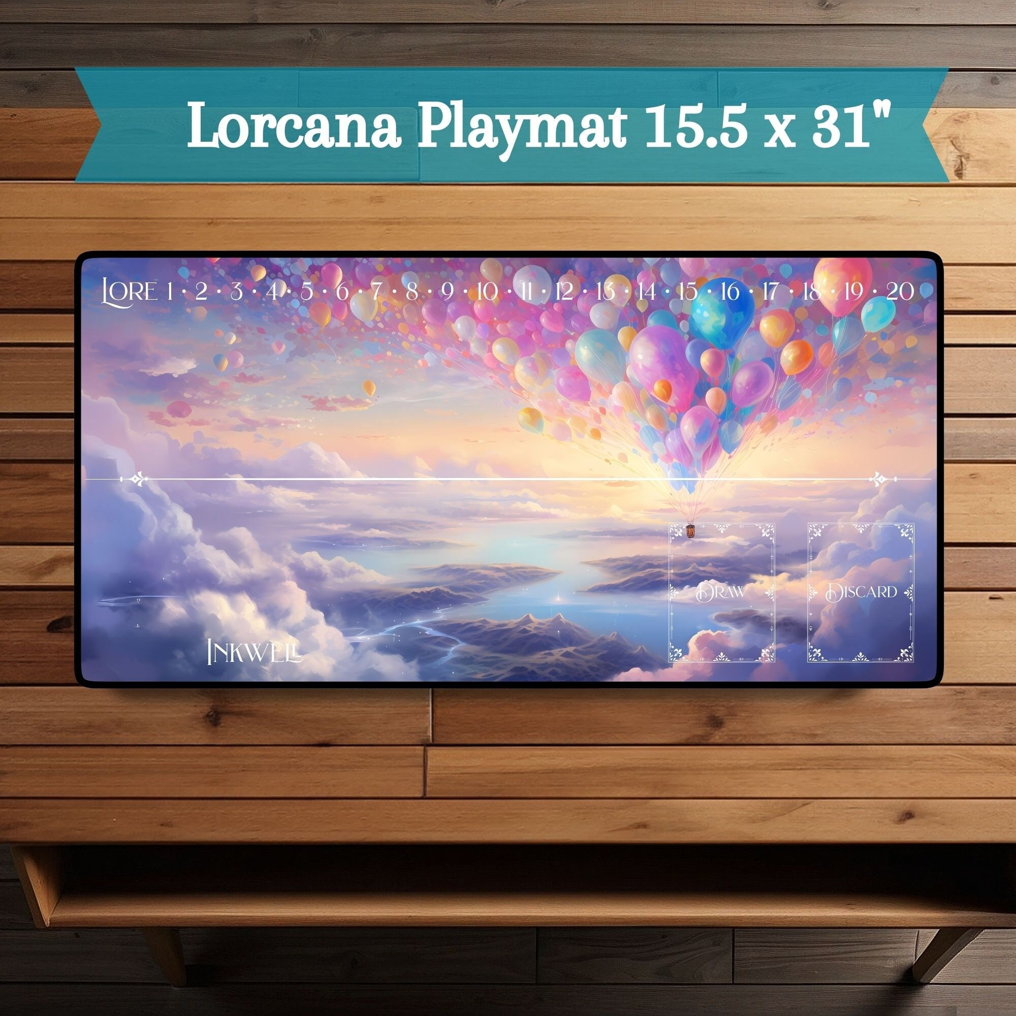 Pastel Balloons Disney UP Inspired TCG Lorcana Playmat Board Game Gifts ...