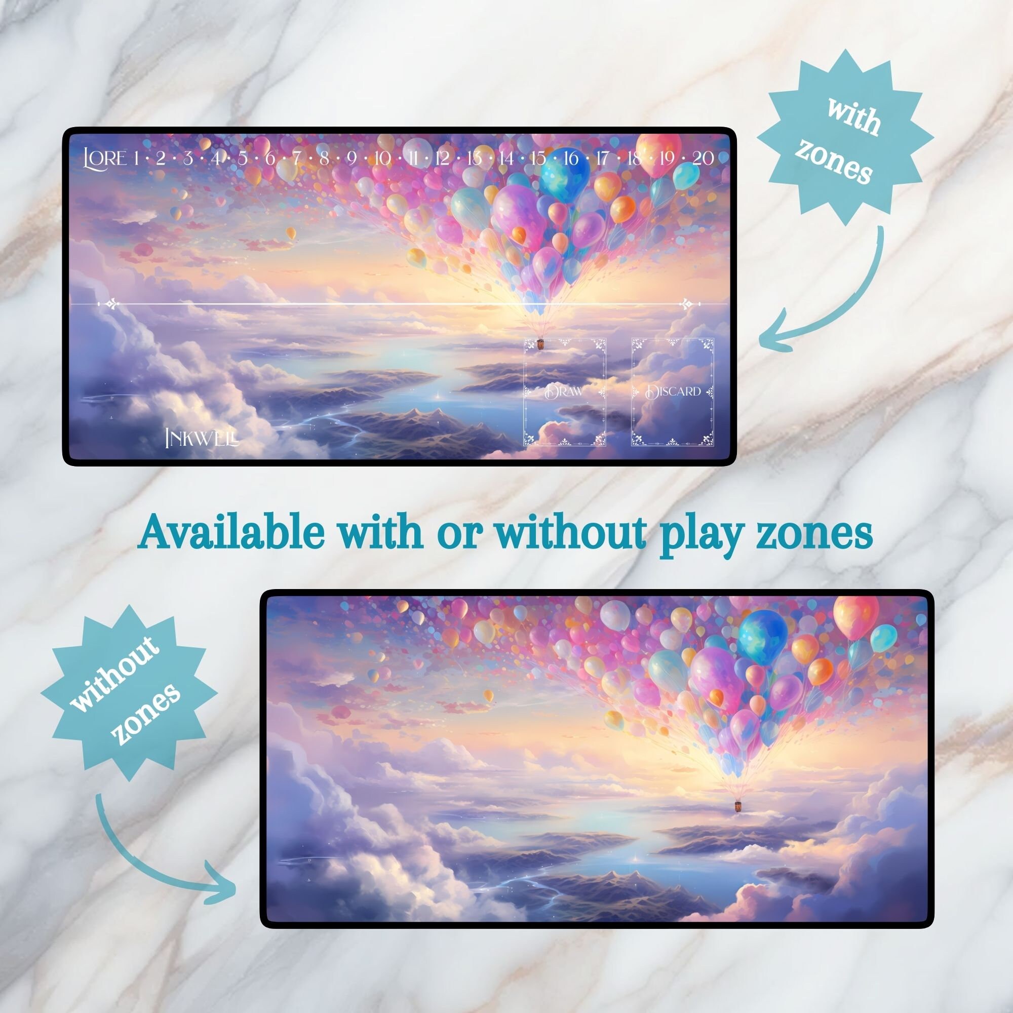 Pastel Balloons Disney UP Inspired TCG Lorcana Playmat Board Game Gifts ...