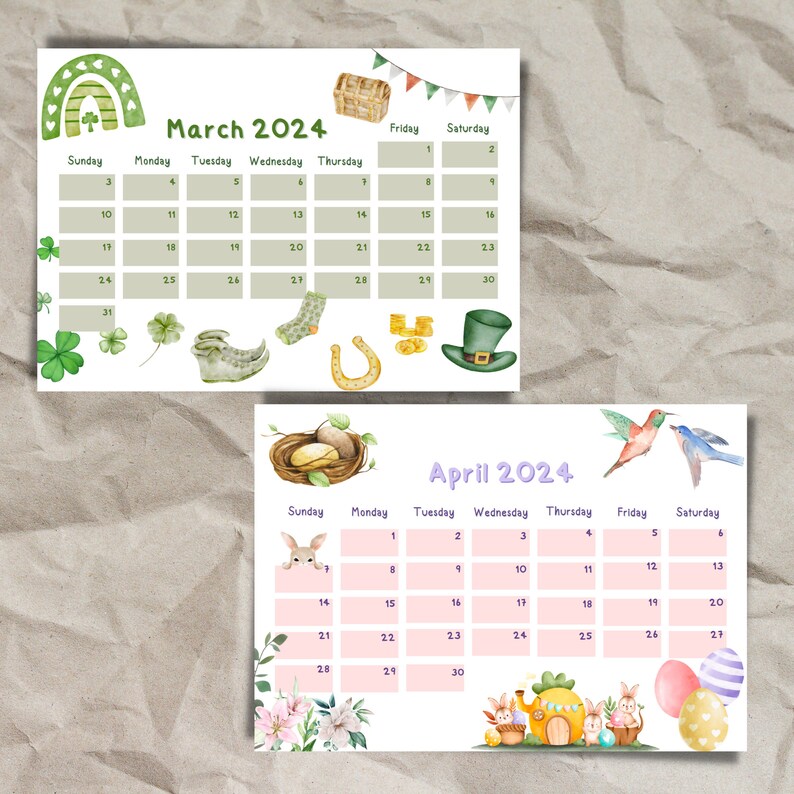 Printable Calendars 2024, Kids Calendar, Homeschool Calendar, Printable ...