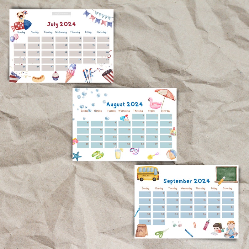 Printable Calendars 2024, Kids Calendar, Homeschool Calendar, Printable ...