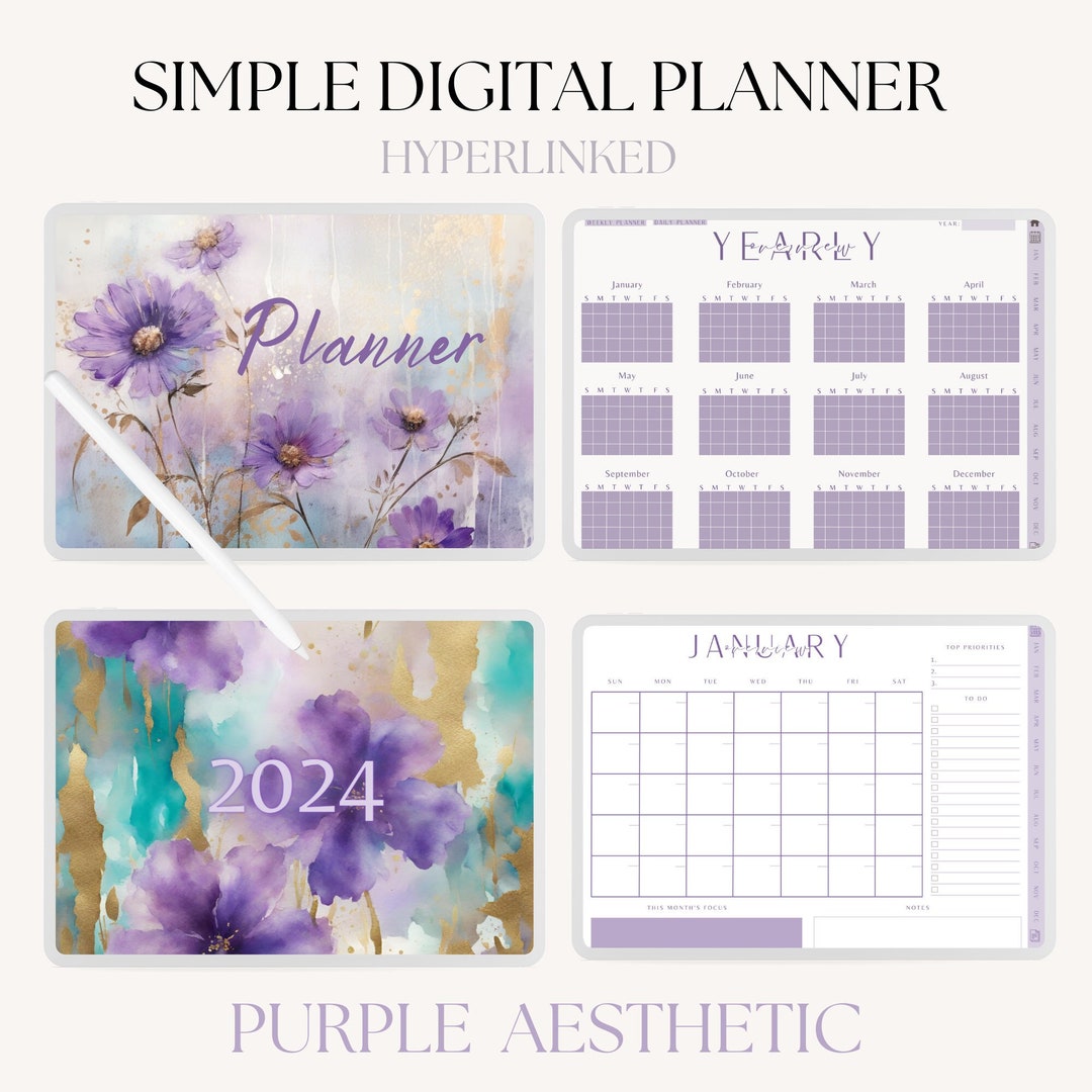 A Simple Digital Planner Purple, Undated Digital Planner, Goodnotes ...