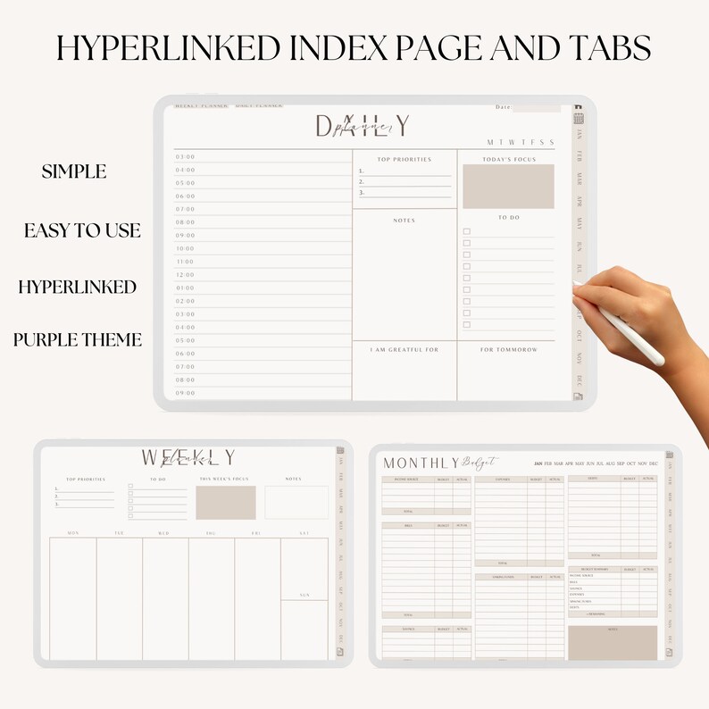 A Simple Digital Planner Beige, Undated Digital Planner, Goodnotes ...