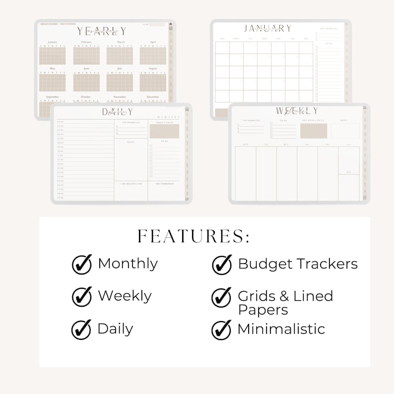 A Simple Digital Planner Beige, Undated Digital Planner, Goodnotes ...