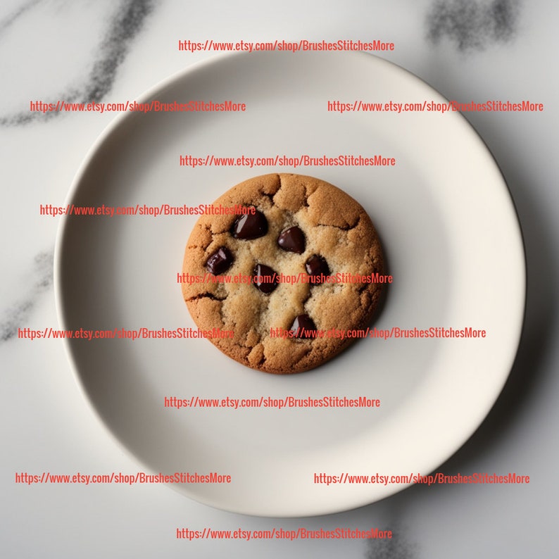 Chocolate Chip Cookie White Plate Marble Table Top Digital Cross Stitch ...