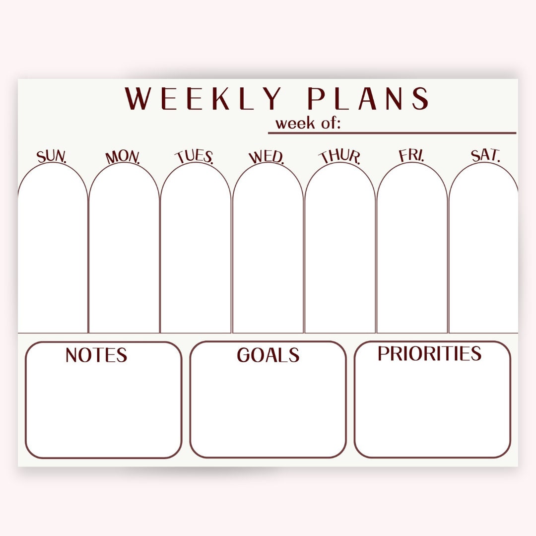 Weekly Schedule Template, Weekly Planner Printable, Homeschool Weekly ...