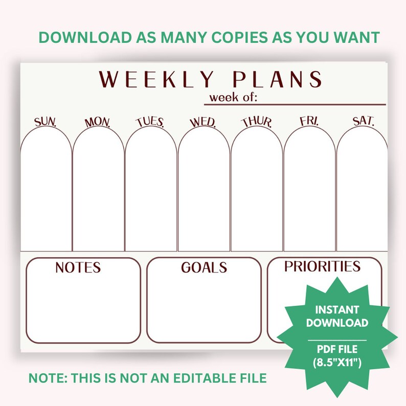 Weekly Schedule Template, Weekly Planner Printable, Homeschool Weekly ...