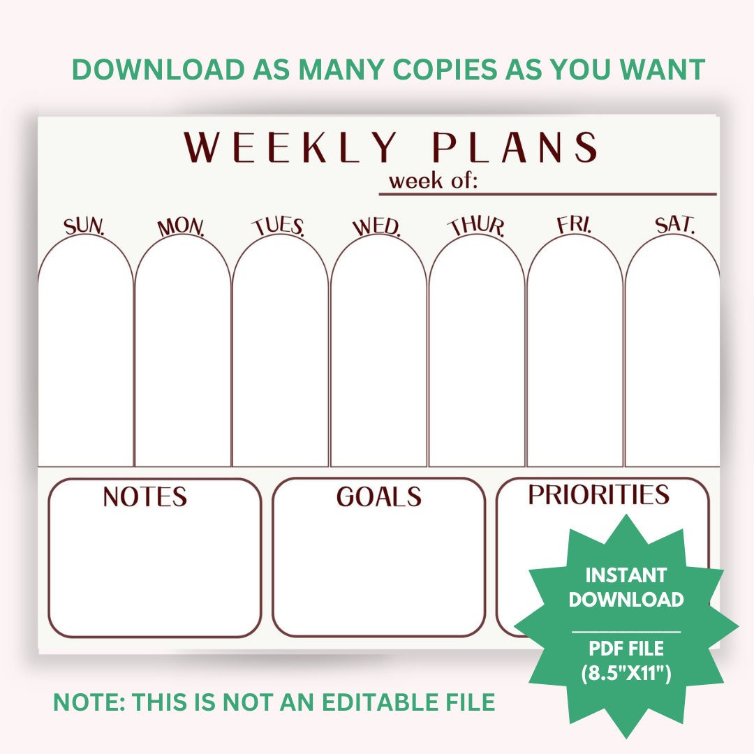 Weekly Schedule Template, Weekly Planner Printable, Homeschool Weekly ...