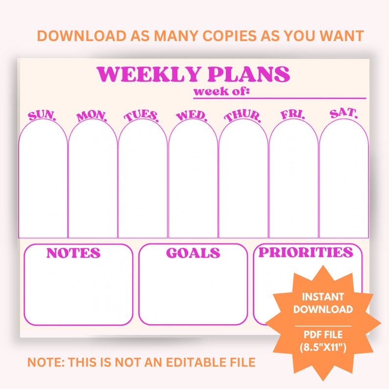 Weekly Schedule Template, Weekly Planner Printable, Homeschool Weekly ...