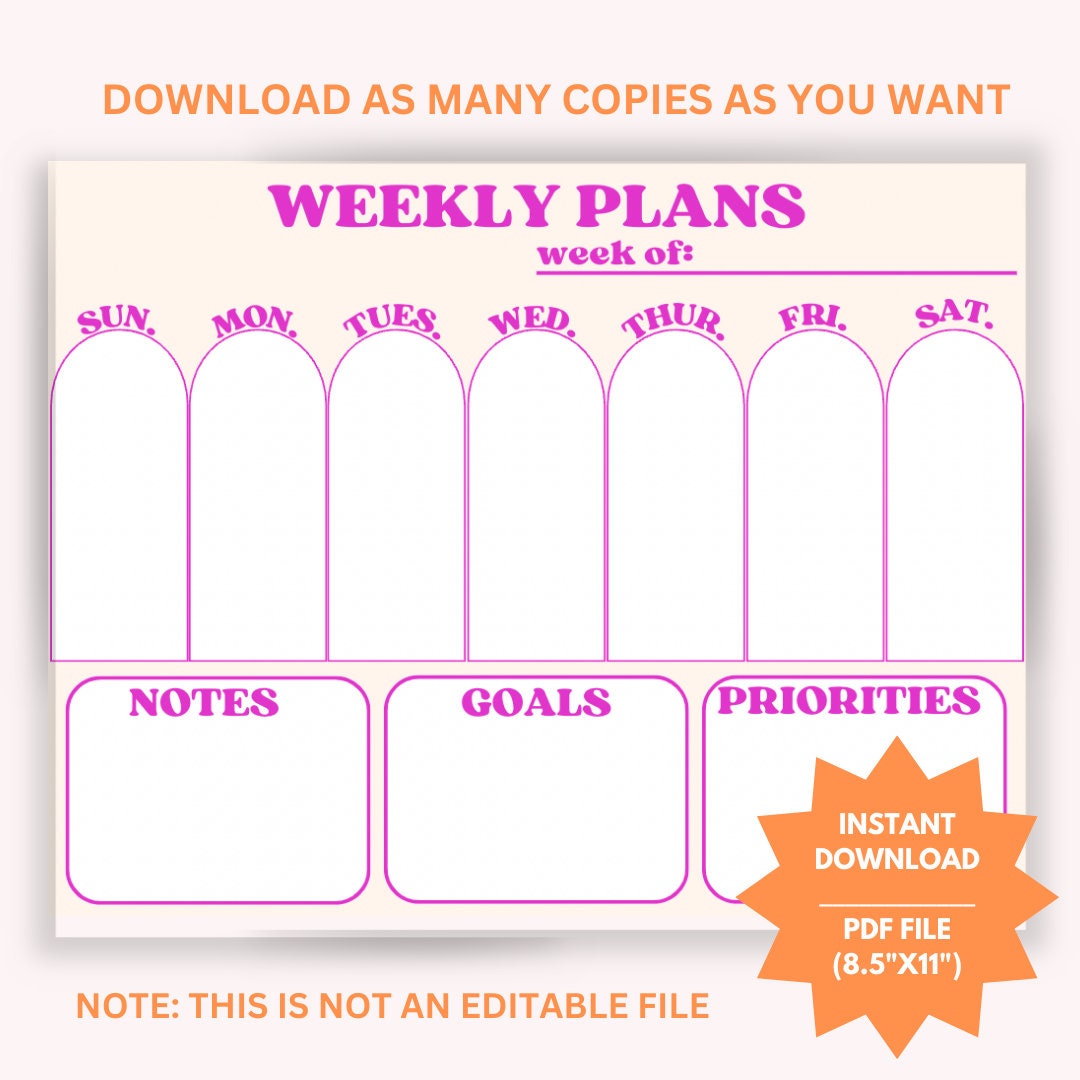 Weekly Schedule Template, Weekly Planner Printable, Homeschool Weekly ...