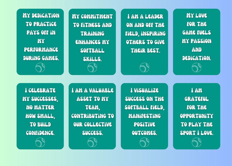 Daily Affirmations - Softball Player Daily Affirmations - 8 Weeks / 56 ...