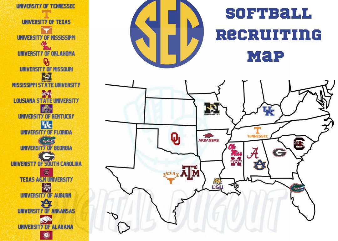 Sports Recruiting Tracker - Softball SEC Recruiting Map - United States ...