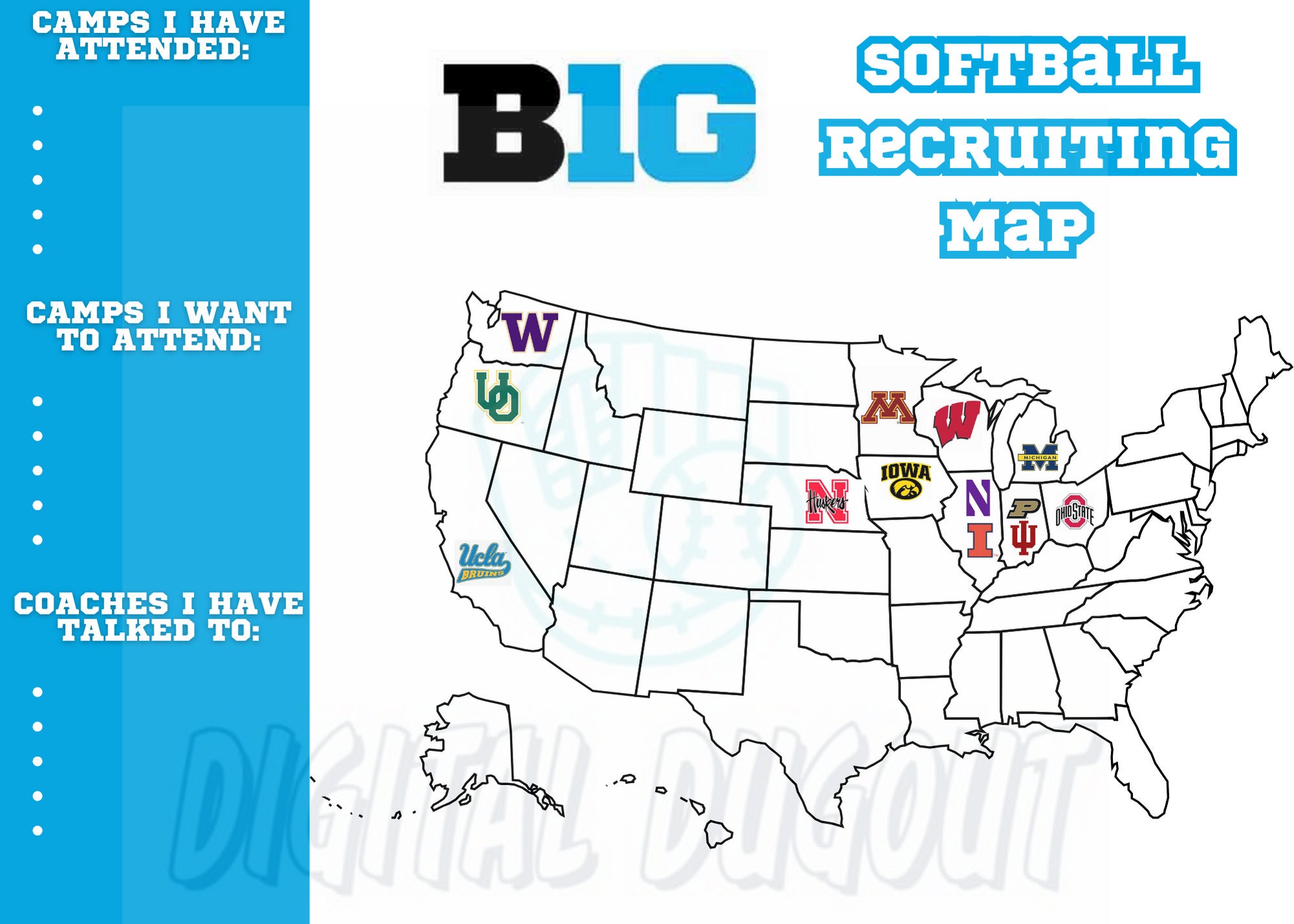 Sports Recruiting Tracker - Softball Big 10 Recruiting Map - United ...