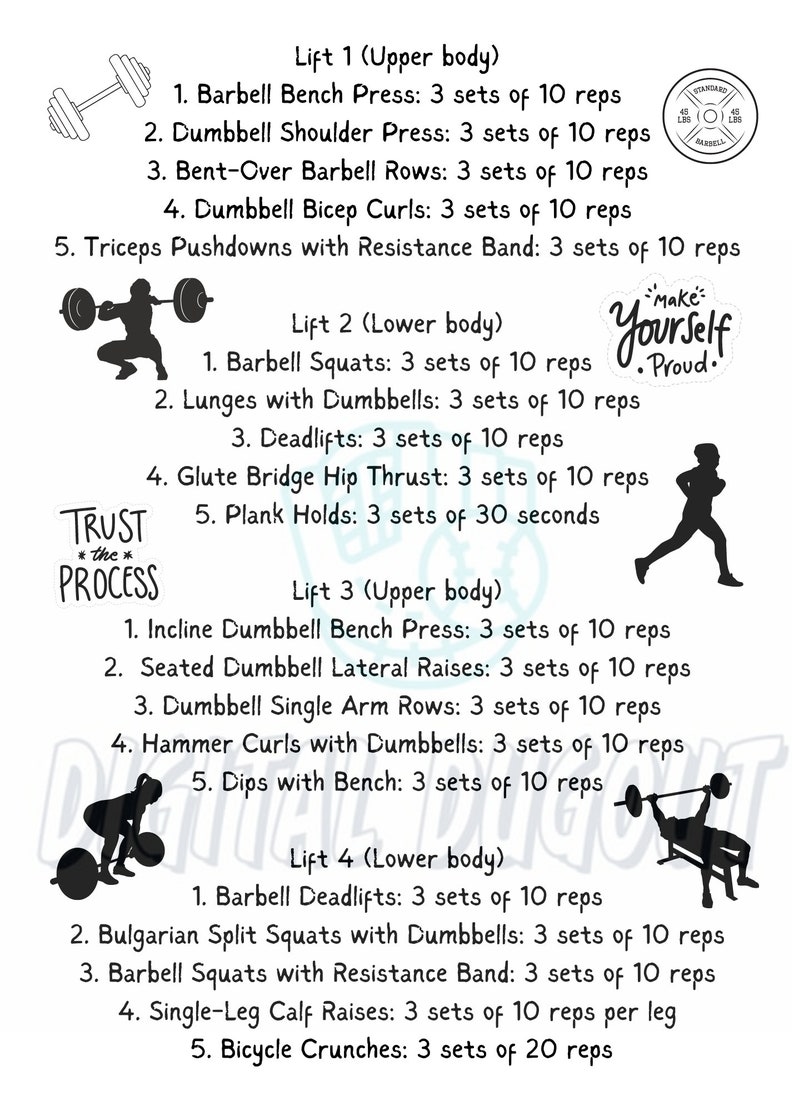 Workout Template | Lifting Template | Workout Planner | Workout Plan ...