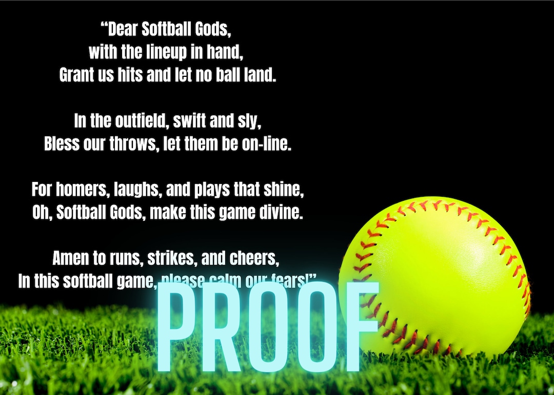 Softball Player Prayer Softball Players Prayer Dear Softball Gods - Etsy
