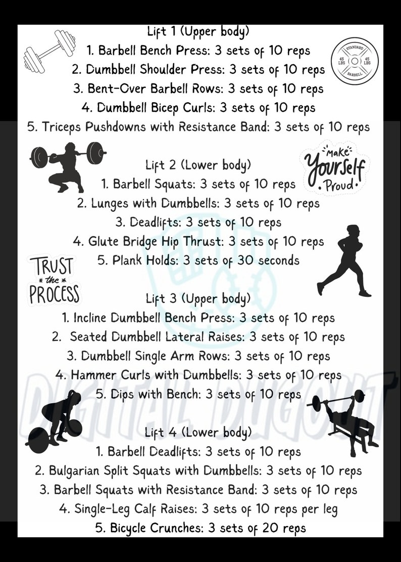 Workout Template | Lifting Template | Workout Planner | Workout Plan ...