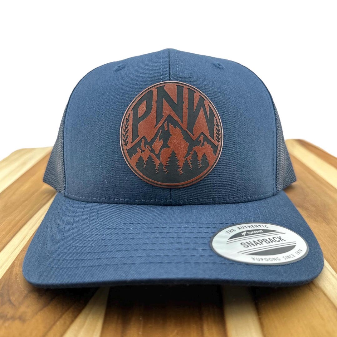 Pacific Northwest Mountain Engraved Leatherette Hat - PNW Mountain ...