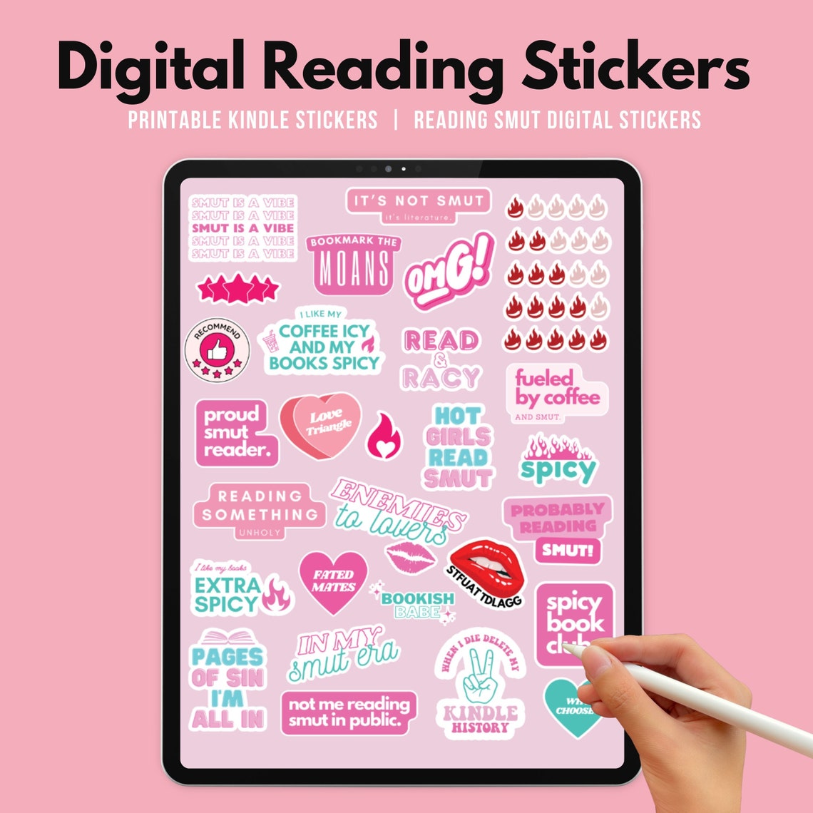 30+ Digital Romance Book Stickers, Reading Smut Stickers, Printable ...