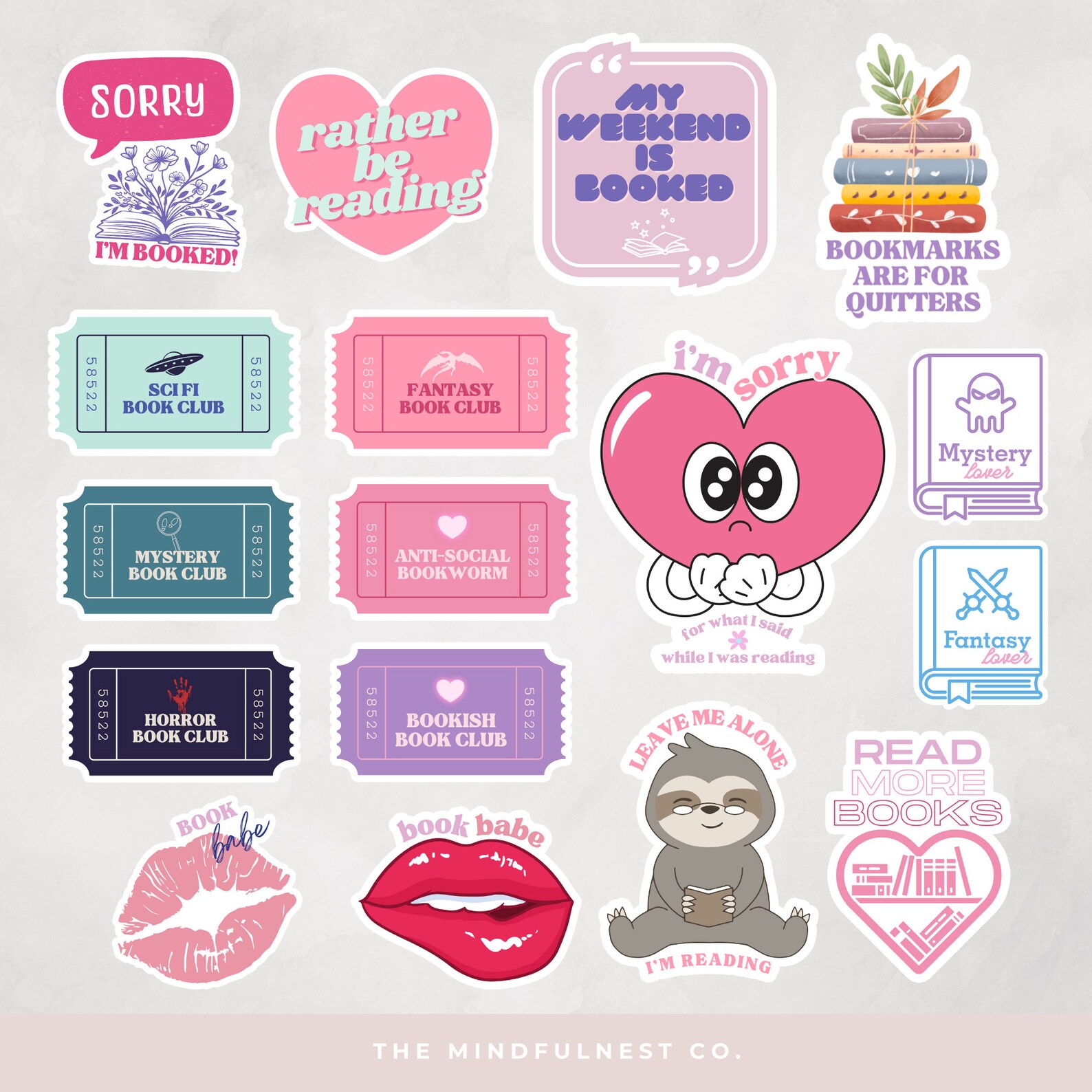 60+ Digital Bookish Sticker Bundle, Printable Bookish Stickers, Bookish ...