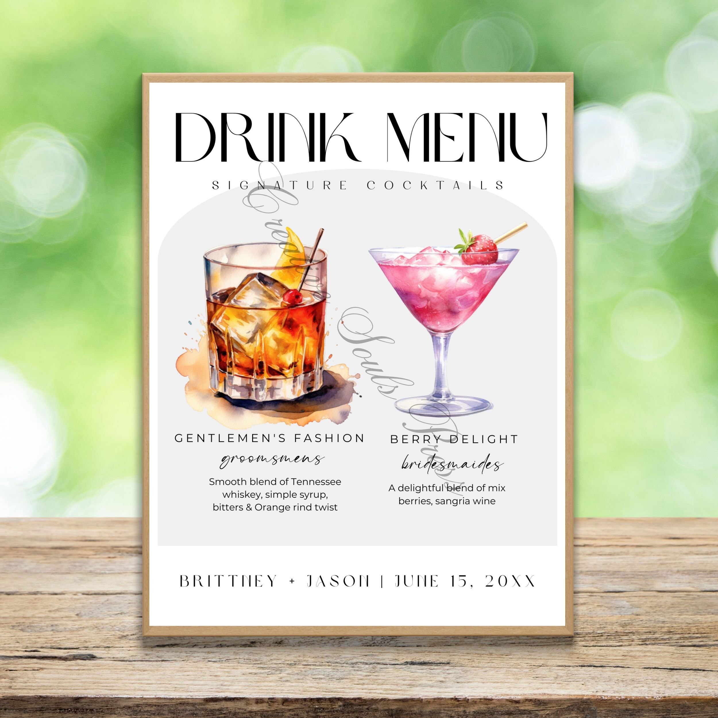 Modern Drink Menu Templates Weddings, Cash Bar, Club, Private Events ...