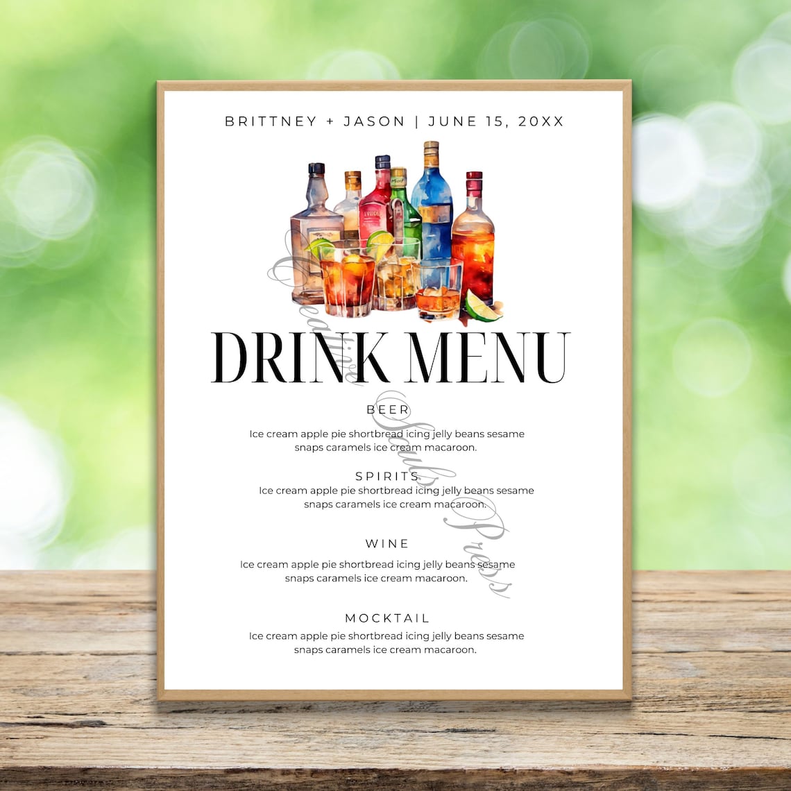 Modern Drink Menu Templates Weddings, Cash Bar, Club, Private Events ...