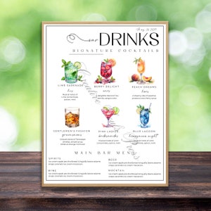 Modern Drink Menu Templates Weddings, Cash Bar, Club, Private Events ...