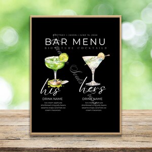 Modern Drink Menu Templates Weddings, Cash Bar, Club, Private Events ...