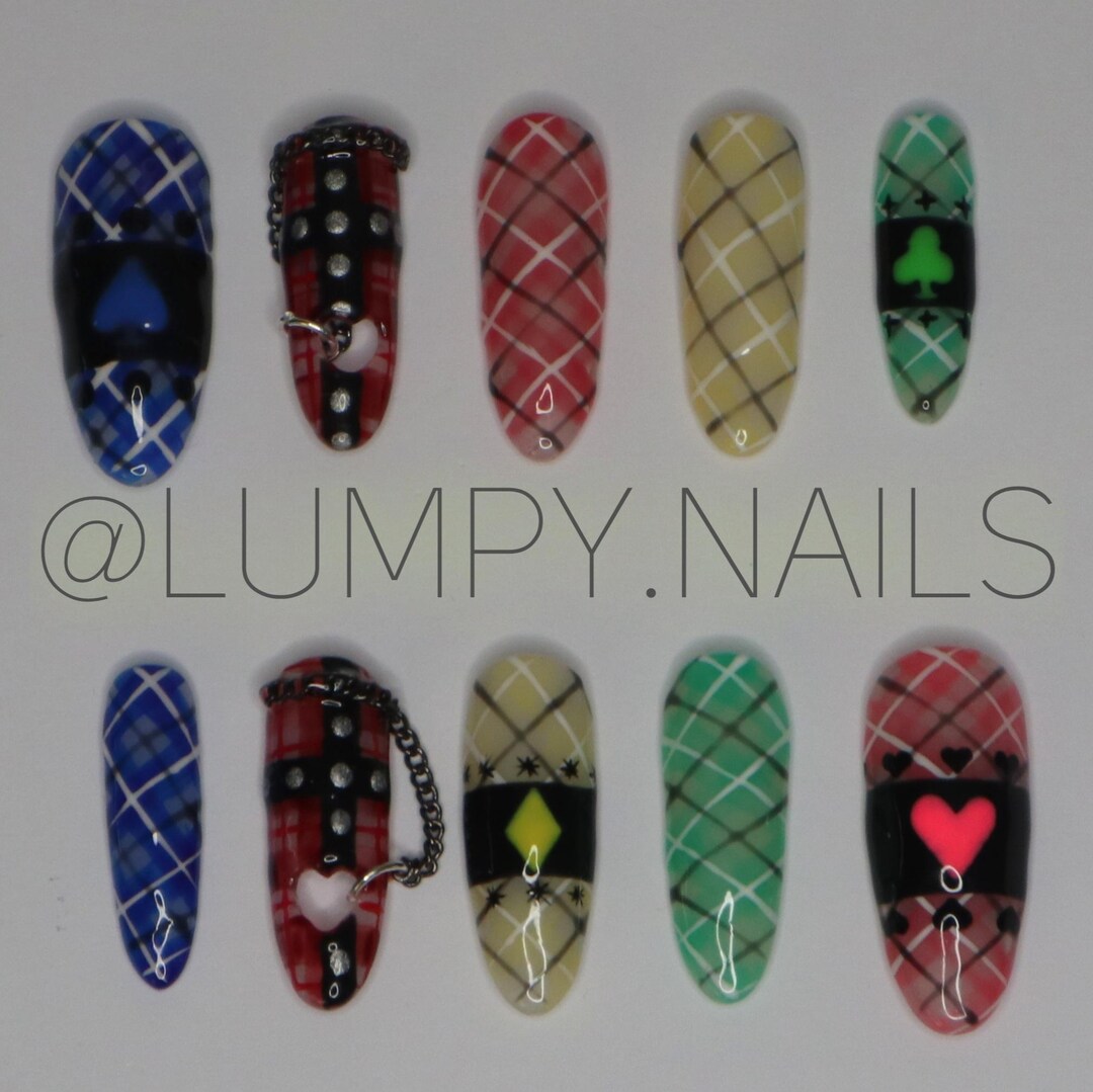 Shugo Chara Amu Egg Nails Anime Gamer Nails, Plaid Nails, Dangling ...