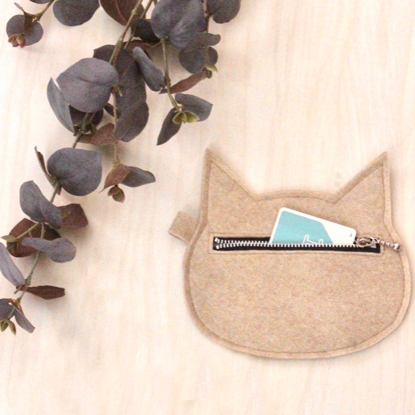 Felt Pouch(cat)cat Motif, Accessories Storage, Coin Purse, Key Case ...
