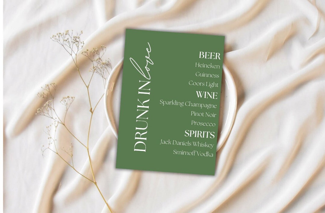 Bar Menu, Drinks Menu, Drunk in Love, Print and Download Editable ...
