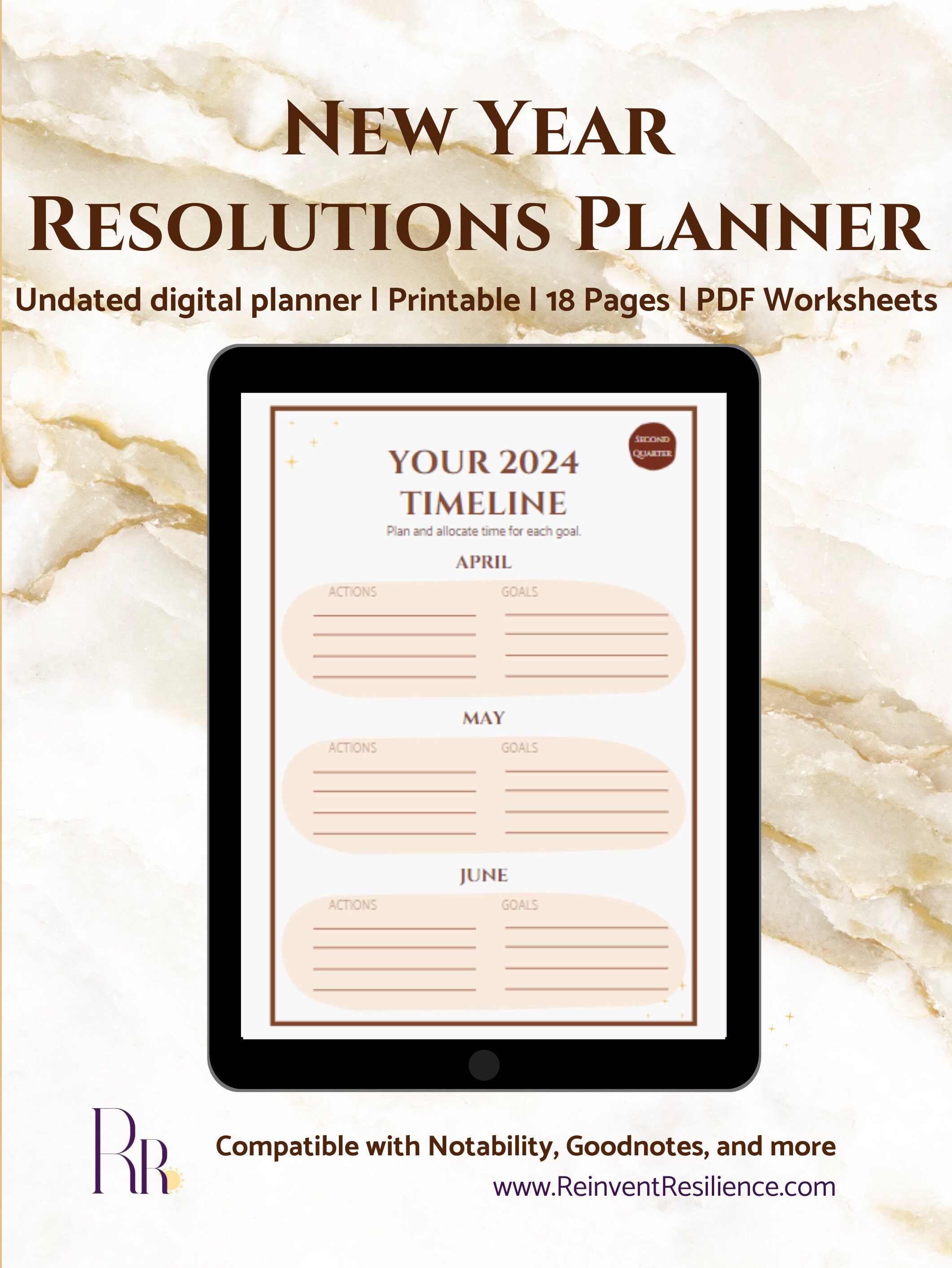 New Year Planner Printable, Goodnotes, Notability Compatible New Year ...
