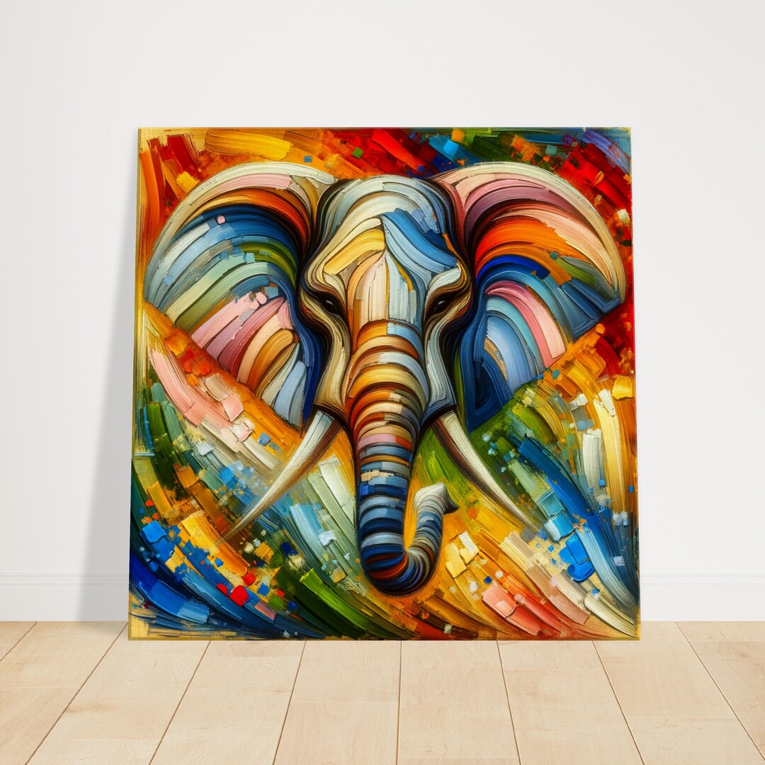 Elegant Elephant Swirl Canvas Print Colorful Wall Art for Modern Decor ...