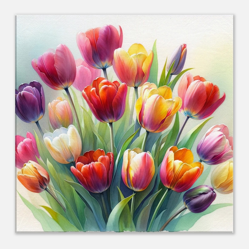 Vibrant Tulip Medley Canvas Print Radiant Botanical Wall Art for ...