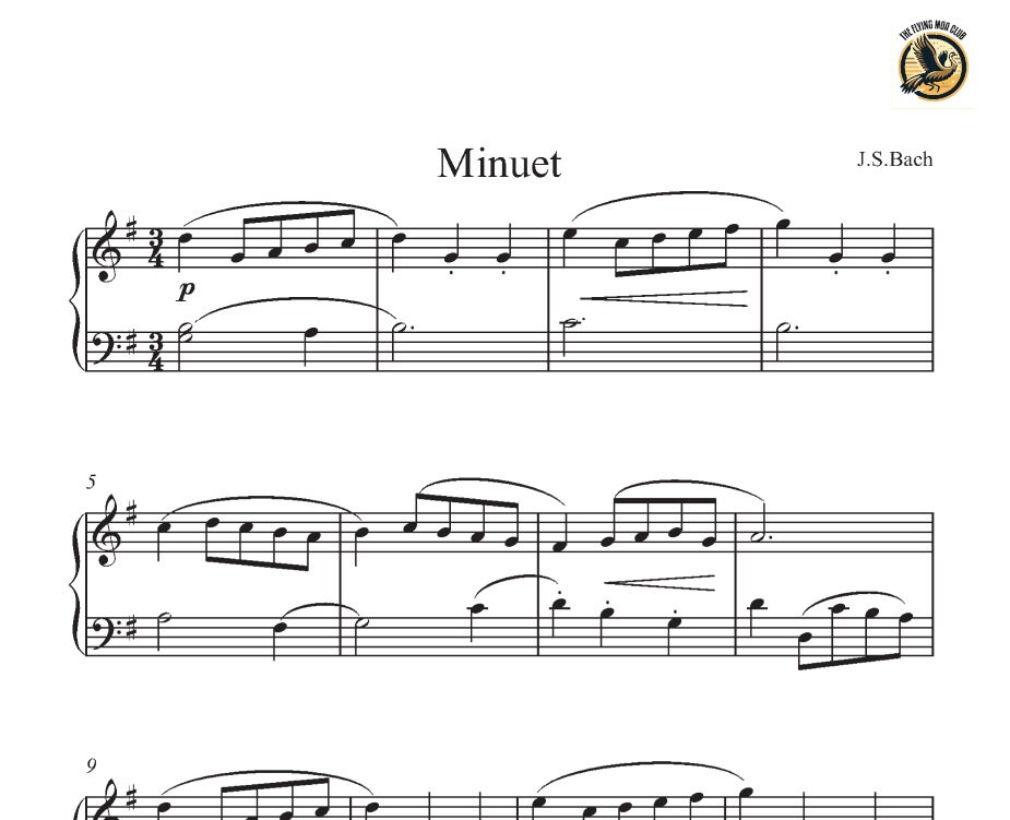 Minuet by Johann Sebastian Bach, Piano Sheet Music - Etsy