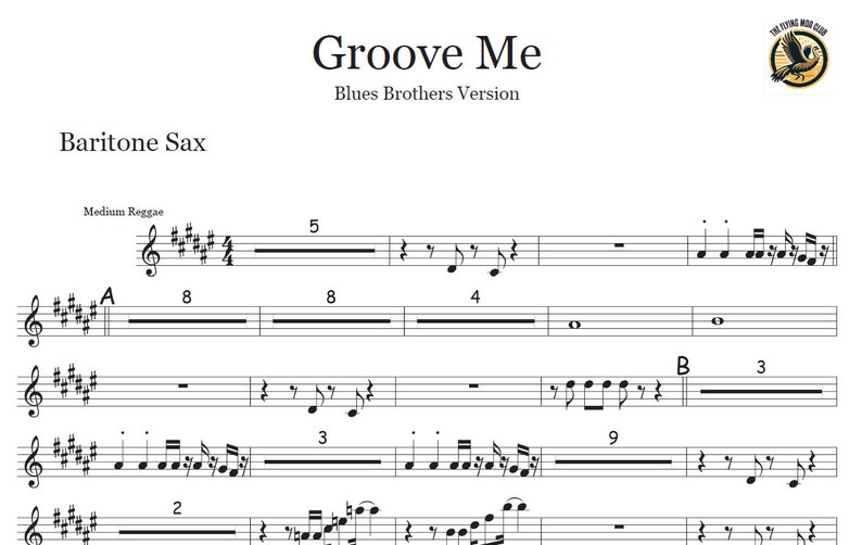 Horn Charts for "groove Me" by the Blues Brothers (baritone Sax, Tenor ...