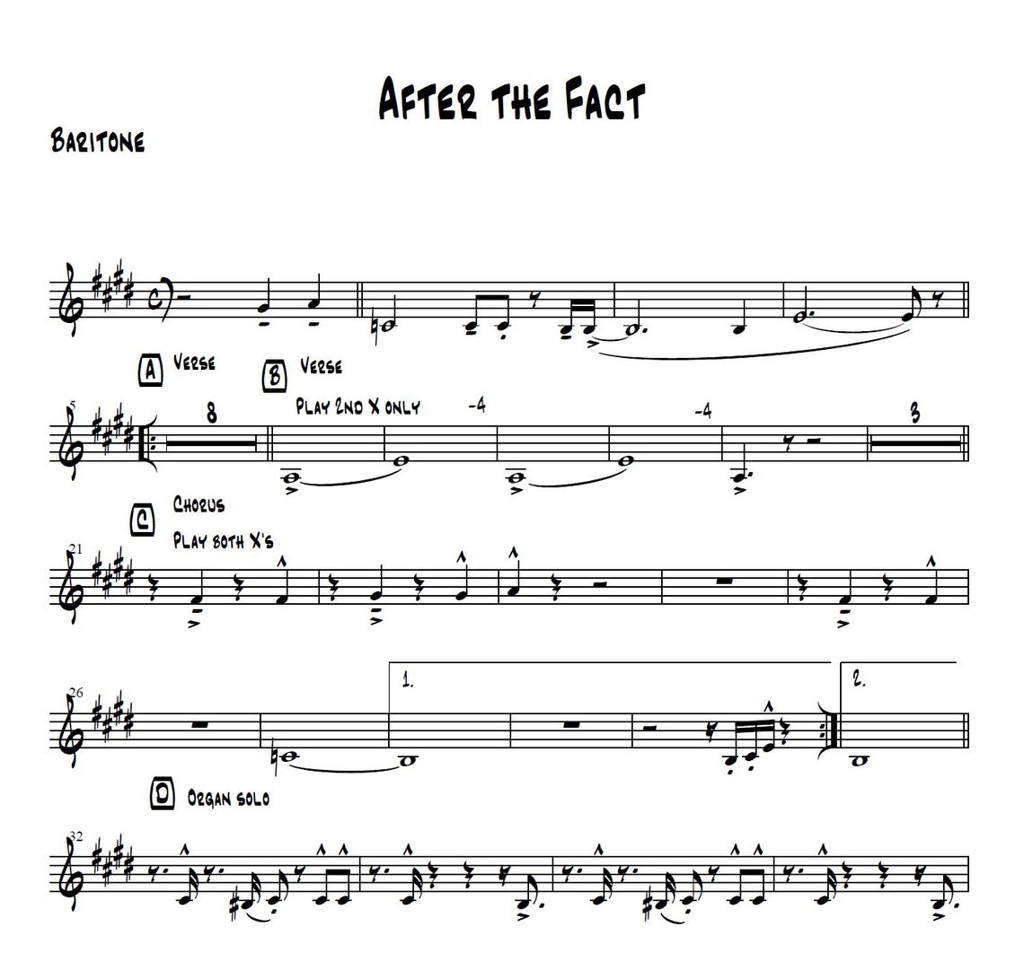 Horn Charts for "after the Fact" by TOWER OF POWER (5 Horns Plus Bass ...