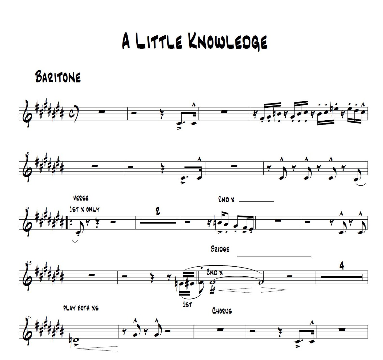 Horn Charts for "a Little Knowledge" by TOWER OF POWER (6 Horns Plus ...